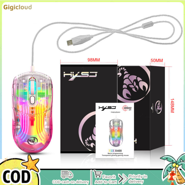 Gaming Mouse, 13 RGB Backlit Modes, Wired 12800 DPI Mice, Crystal ...