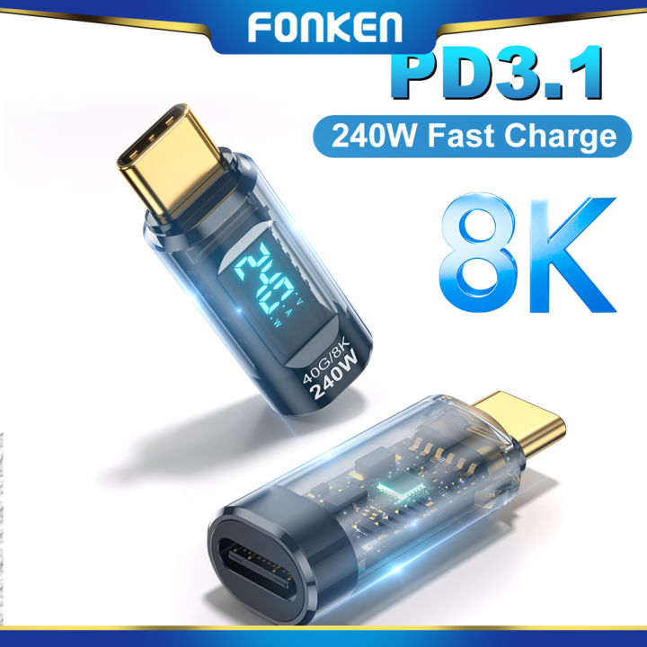 FONKEN 240W USB C Extender with LED Display Digital Wattage Meter ...