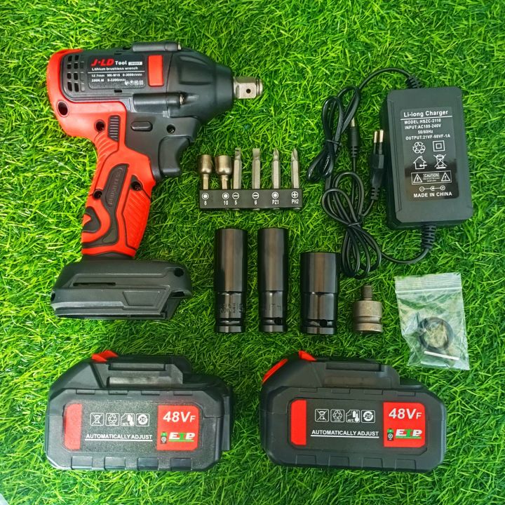IMPACT MESIN JLD 2 BATERAI 48V KOMPLIT / bor impact pembuka baut bor ...