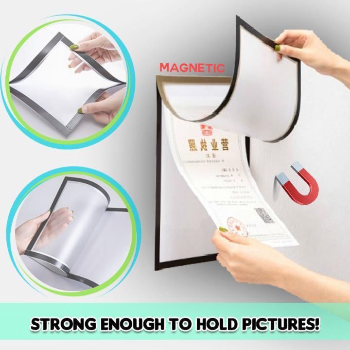 A4 Magnetic Display Frame Board Wall Stick Frame Photo Certificate ...