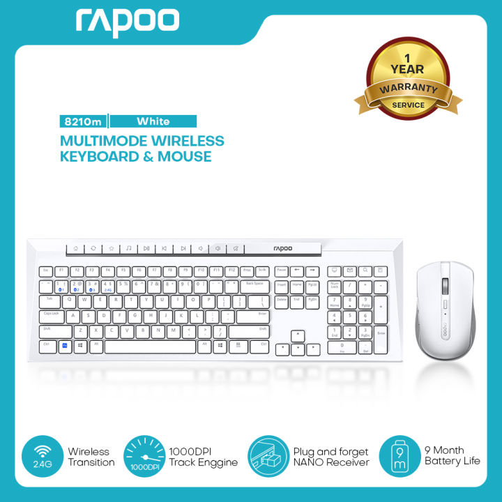 Rapoo 8200M/8210M/ 2.4G Wireless Bluetooth 3.0 Bluetooth 4.0 BLE Multiple Mode Wireless Membrane ...
