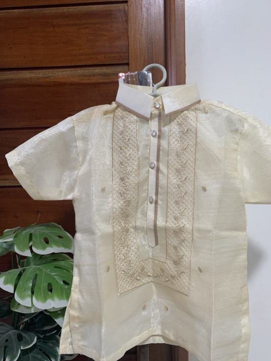 Barong Kids w/ Lining and Piping Mocha Short Sleeves (Sports and ...