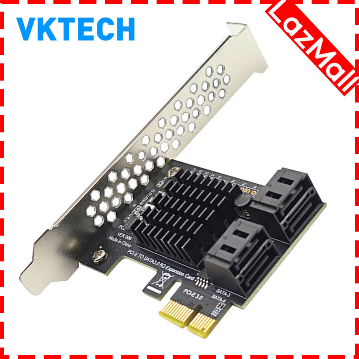 [Vktech] 4 Port SATA III PCIe Card 6Gbps SATA 3.0 to PCI-e 1X Adapter ...