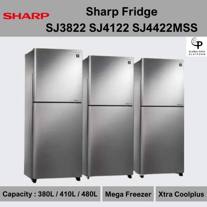 Sharp Fridge 380L 410L 480L SJ3822MSS SJ4122MSS SJ4422MSS with Mega ...