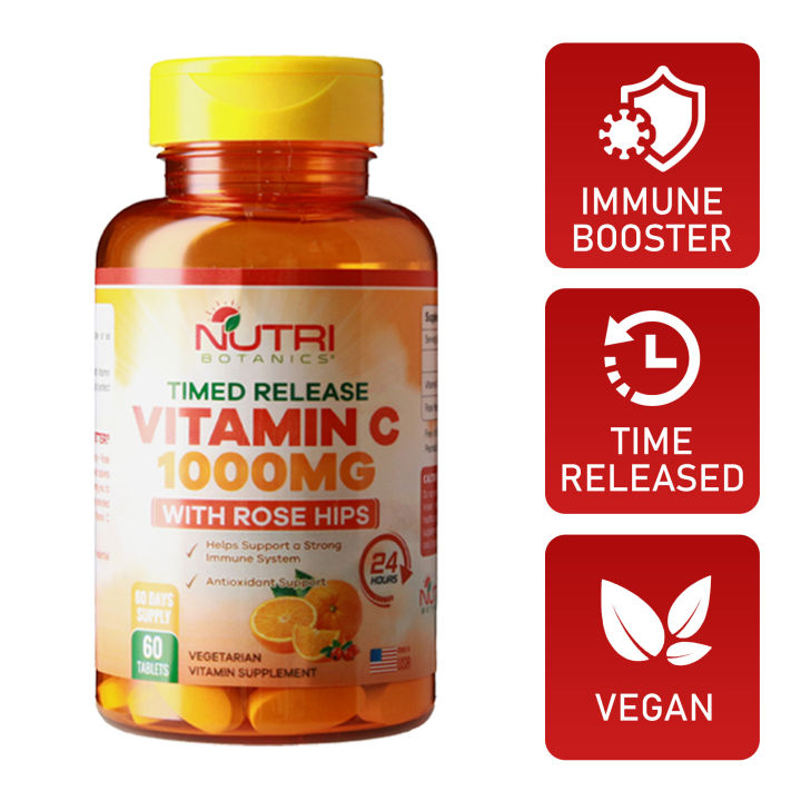 Nutri Botanics Vitamin C 1000mg Time Release Tablet with Rose Hip ...