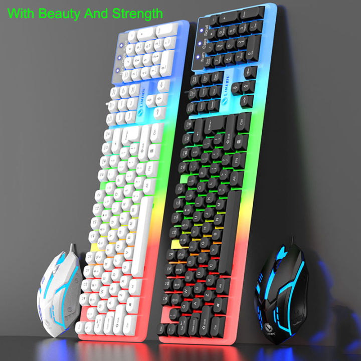 Usb Wired Rgb Smooth Touch Silent Keyboard Black And White For Pc ...