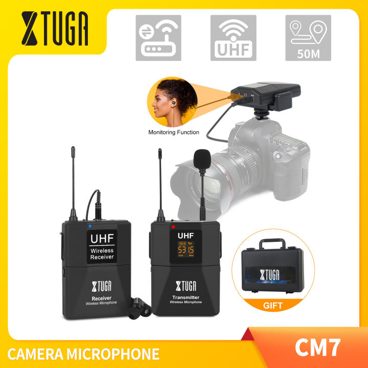 XTUGA UHF Wireless Lavalier/Lapel Microphone CM7/CM8 Interview/Camera ...