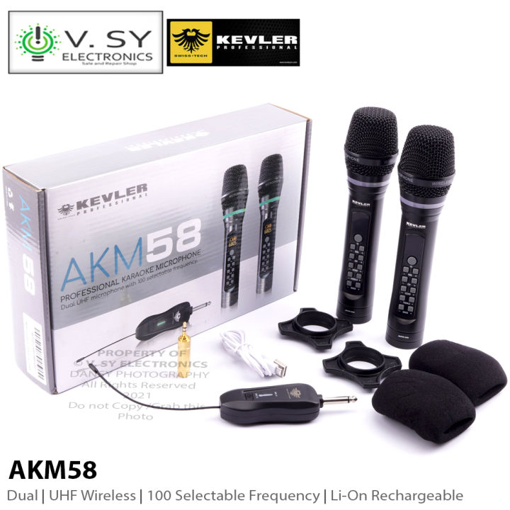 Original 2024 Kevler AKM58 Dual UHF Wireless Microphone Mic with 100 ...