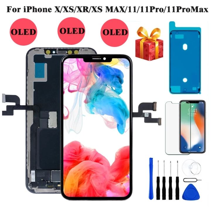 OLED For iPhone X XR XS 11 Pro Max LCD Display Touch Screen Digitizer Assembly Replacement with ...