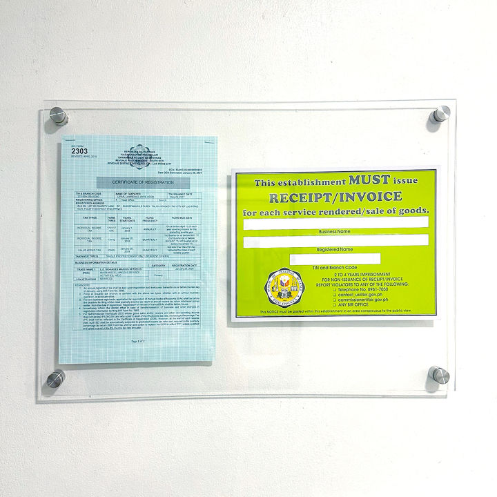 LE Acrylic Business Permit Certificate Registration Display Insert ...