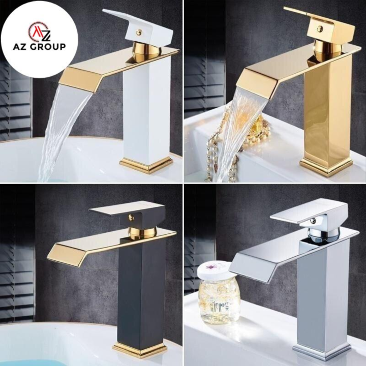AZ GROUP Bathroom Basin Tap Square Faucet Hot Cold Mixer Sink Tap | Lazada