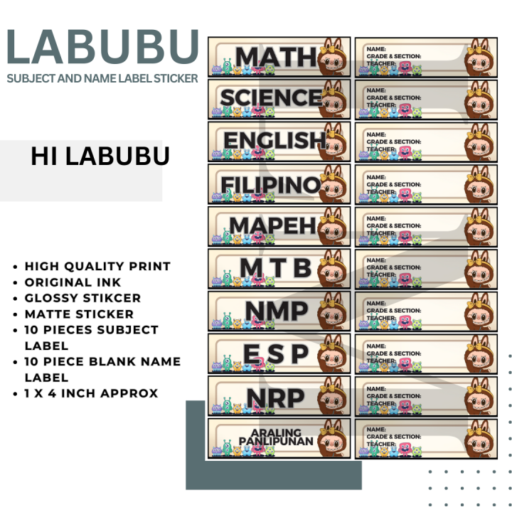 LUCSMART printsNcrafts POPMART inspired HI LABUBU THEME INSPIRED LABUBU ...