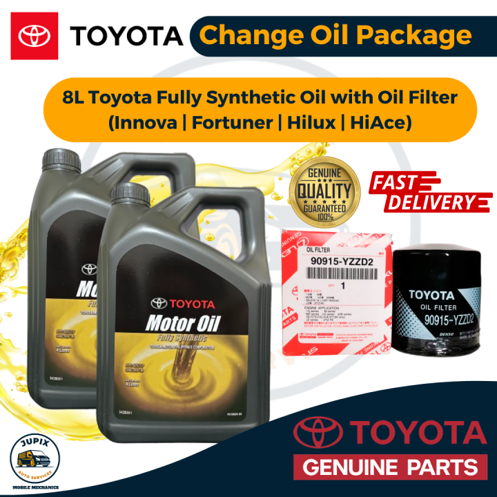 Toyota Fully Synthetic Engine Oil 5W-30 [8 Liters + Oil Filter] Oil ...