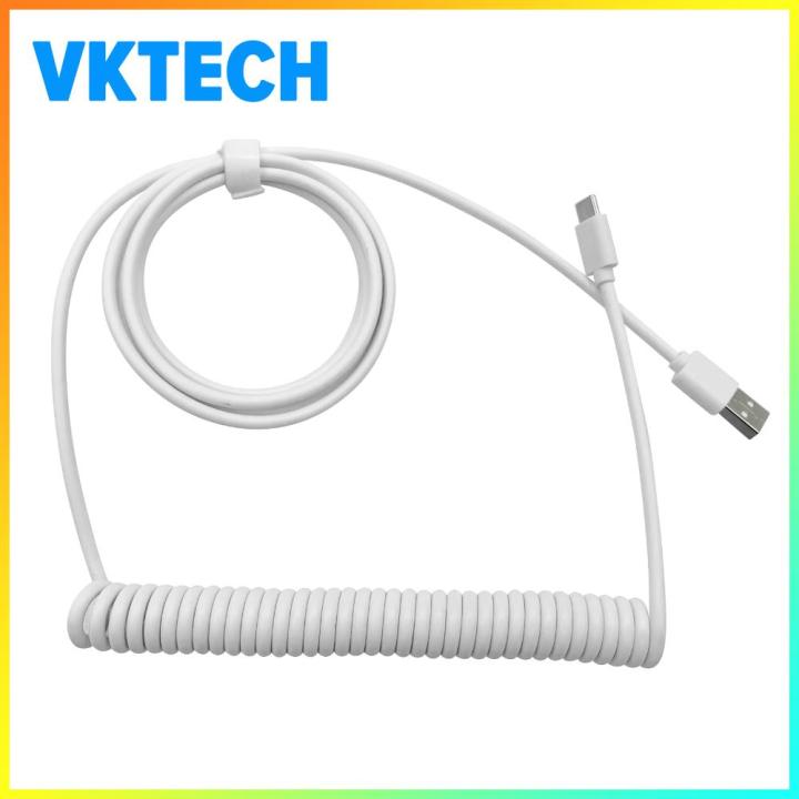 [Vktech] Mechanical Keyboard Data Cable Type-C to USB Coiled Spring ...