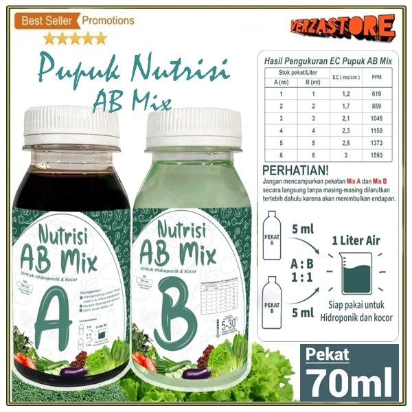 Pupuk Nutrisi AB Mix Sayuran Daun 70ml Pekat | Lazada Indonesia