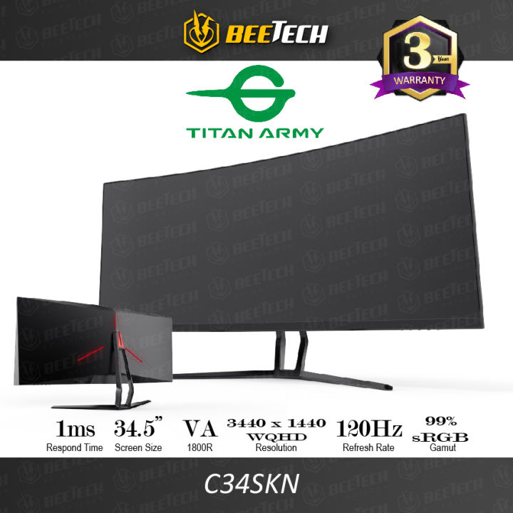 TITAN ARMY 34” Curved Ultrawide 2K 120Hz 1ms Gaming Monitor (C34SKN ...