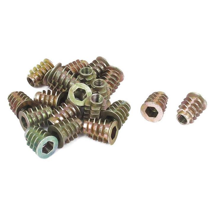 20 pieces M6x 15mm hexagon socket screw thread insert nut for wood ...