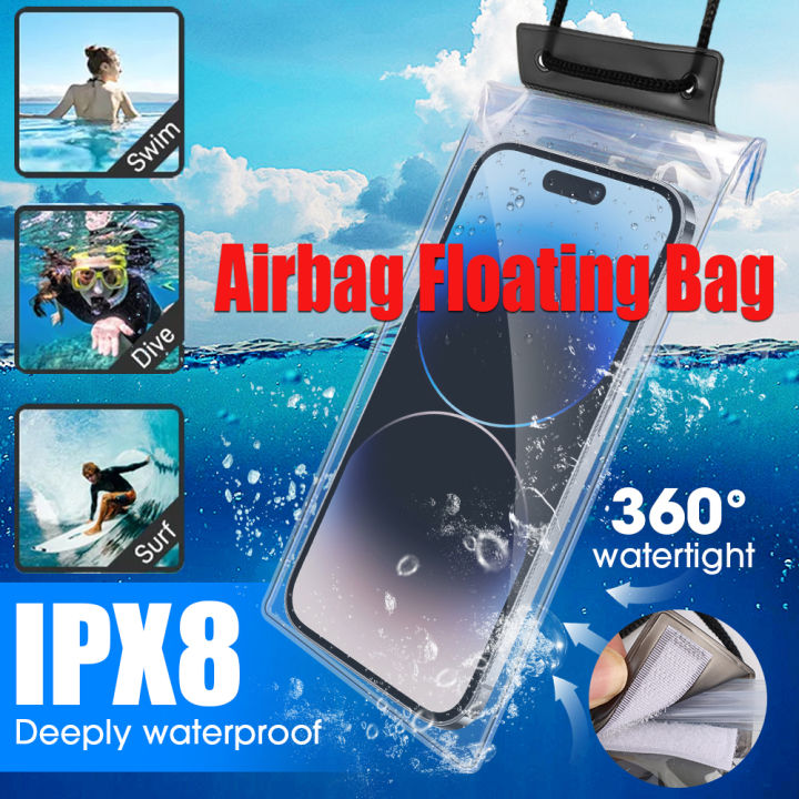 ถุงลมนิรภัยกระเป๋าโทรศัพท์ลอยคุณภาพสูง TPU ฟิล์มกันน้ำ IPX8อเนกประสงค์กระเป๋าดำน้ำว่ายน้ำกันฝน ...
