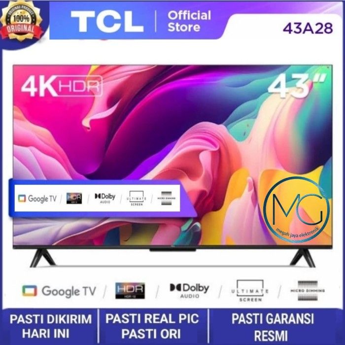 TCL 43 inch LED TV 43A28 UHD 4K MICRO DIMMING HDMI GOOGLE TV NEW TYPE ...