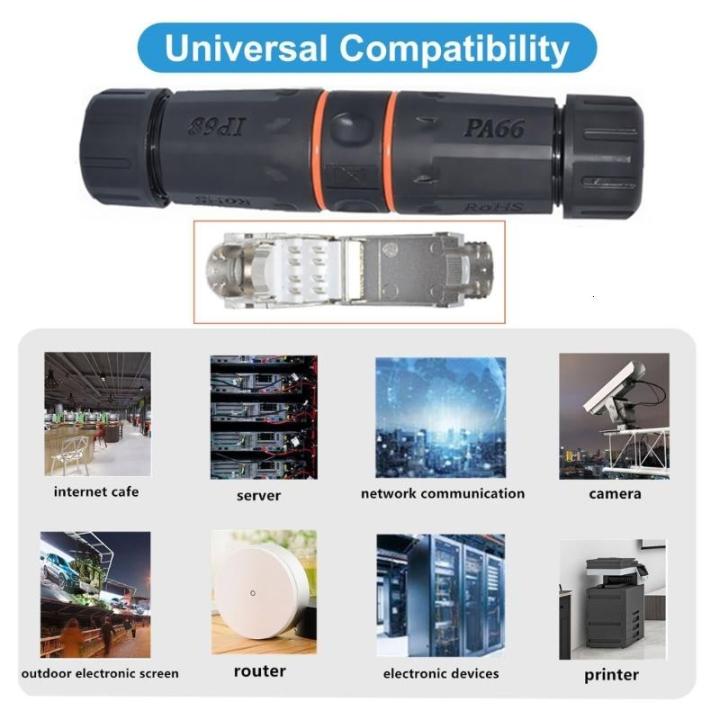 Easy installs CAT6 Shielded RJ45 Ethernet Coupler IP68 Waterproof M23 ...