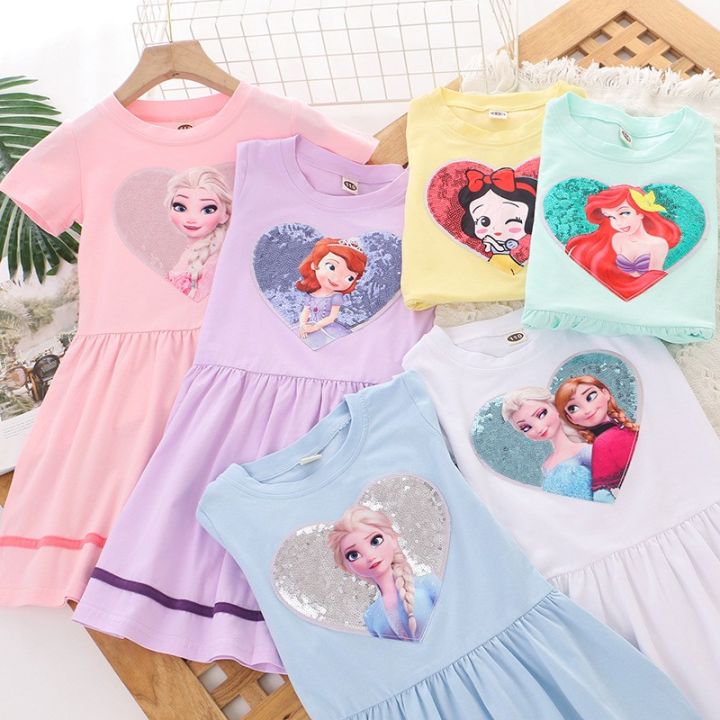 DISNEY PAKAIAN KARTUN DRESS ANAK PEREMPUAN BARU FROZEN DRESS ELSA ANNA ...