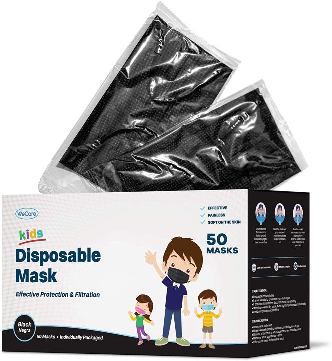 premium Black KIDS FACE MASK 3PLY 95% BFE (50PCS/BOX) SKIN HYGIENE | Lazada