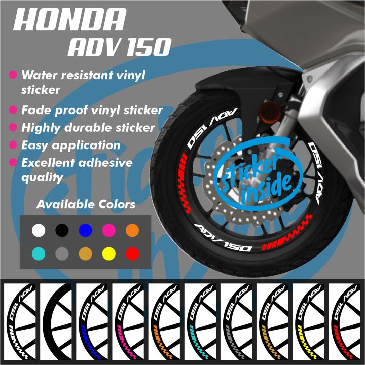 Honda ADV 150 Mags Sticker Decals Front & Back Side by Side(CHECKERED ...
