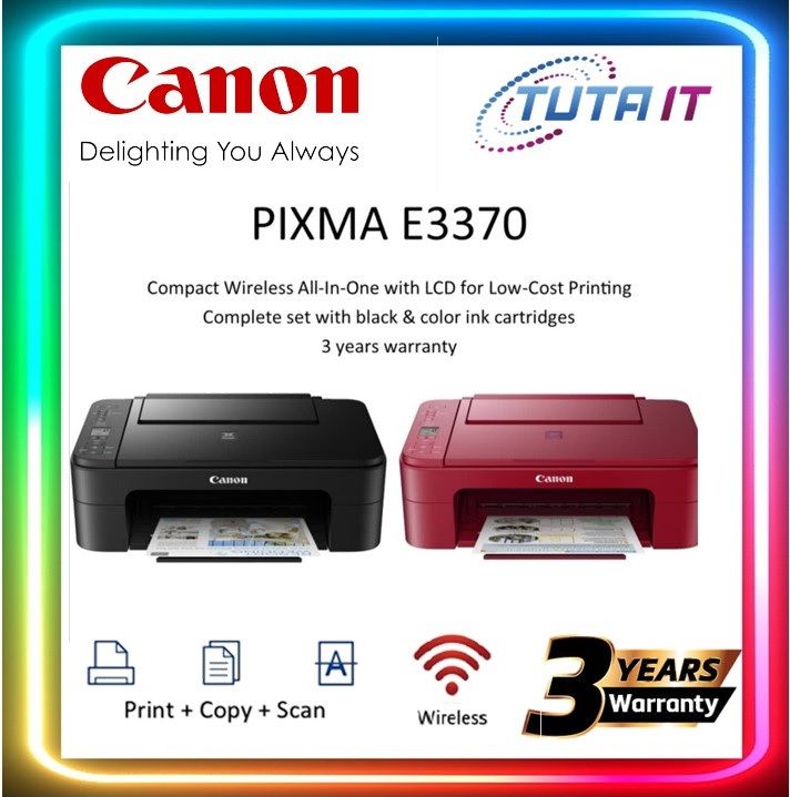 Canon Pixma E3370 Compact Wireless All-in-One Printer(Inculde 1unit ...