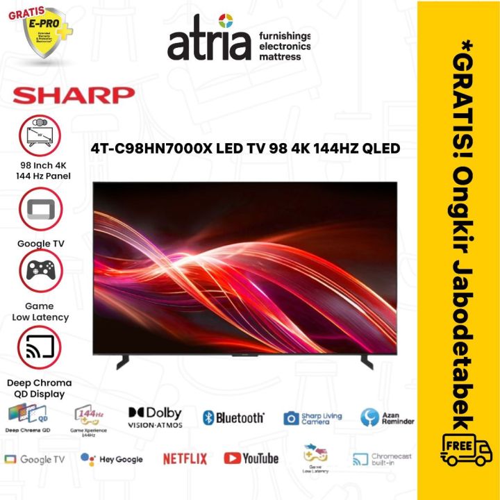 SHARP 4T-C98HN7000X LED Google TV 98 inch - 4K QLED 144 Hz Garansi ...