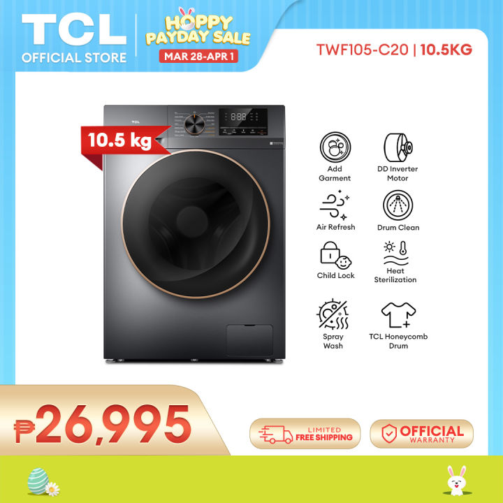TCL 10.5KG Inverter Front Load Washing Machine (Fast Washing and Drying, Steam Washing ...
