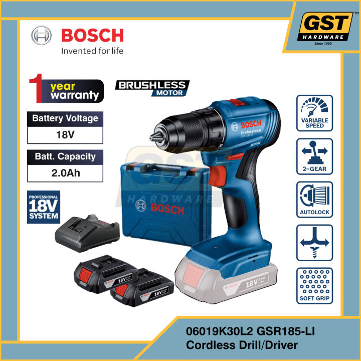 Bosch Cordless Drill/Screwdriver GSR185-LI (18V) Professional Combo ...