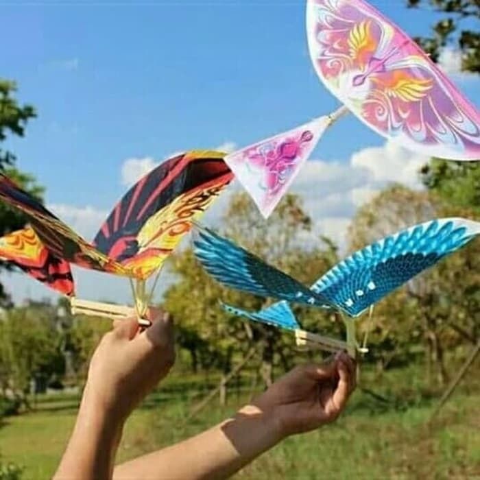 Paket Isi 10 Mainan Burung Tenaga Karet Rubber Band Powered Ornithopter ...