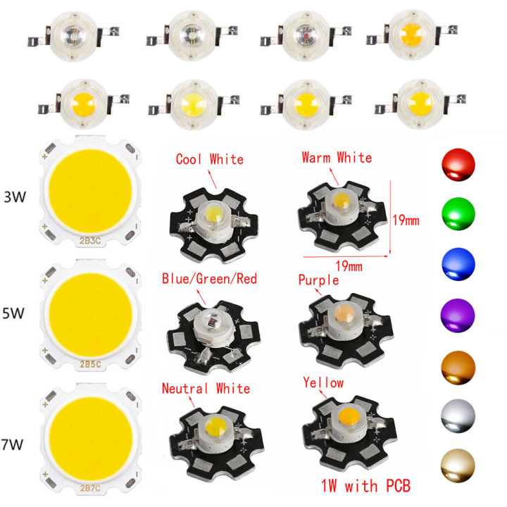 Giao hàng nhanh⚡10 cái/Bộ Chip đèn Led 1W 3W 5W 7W COB hoặc với PCB LED hạt LED SMD hạt công ...