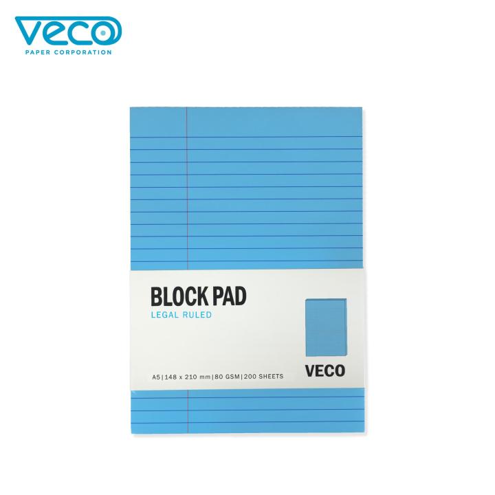 Veco Paper Block Pad Legal Ruled 200sheets 6x8.5in (1pc) : BLUE | Lazada PH