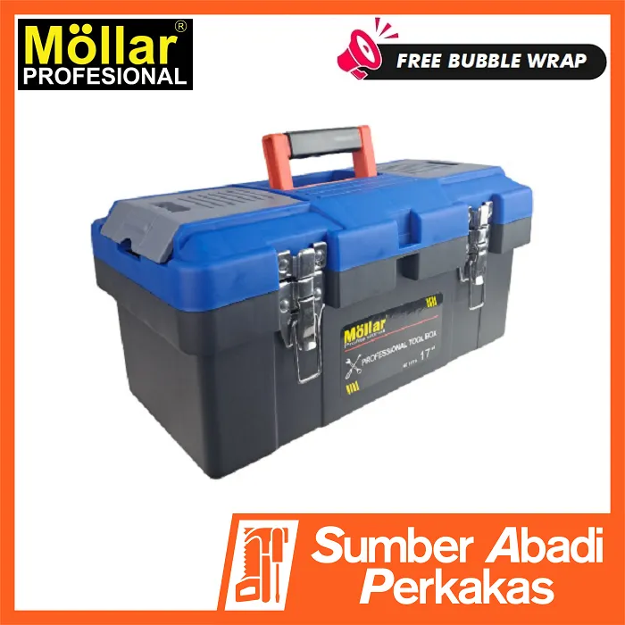 MOLLAR Tool Box Plastic 17 Inch SS CLIP Kit Toolbox Toolkit Perkakas ...