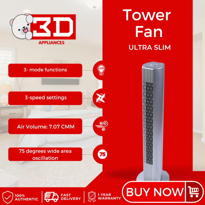 3D Ultra Slim Tower Fan TF10US | Lazada PH