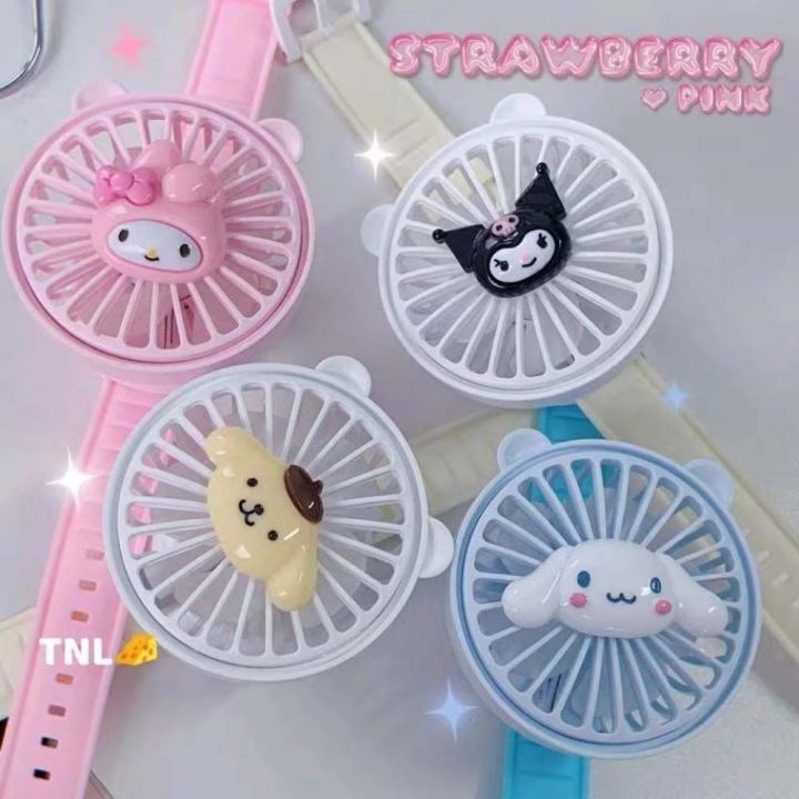 D5JKY Student Kuromi Bears Mymelody Cartoon Toy Hand Fan Cartoon Watch ...
