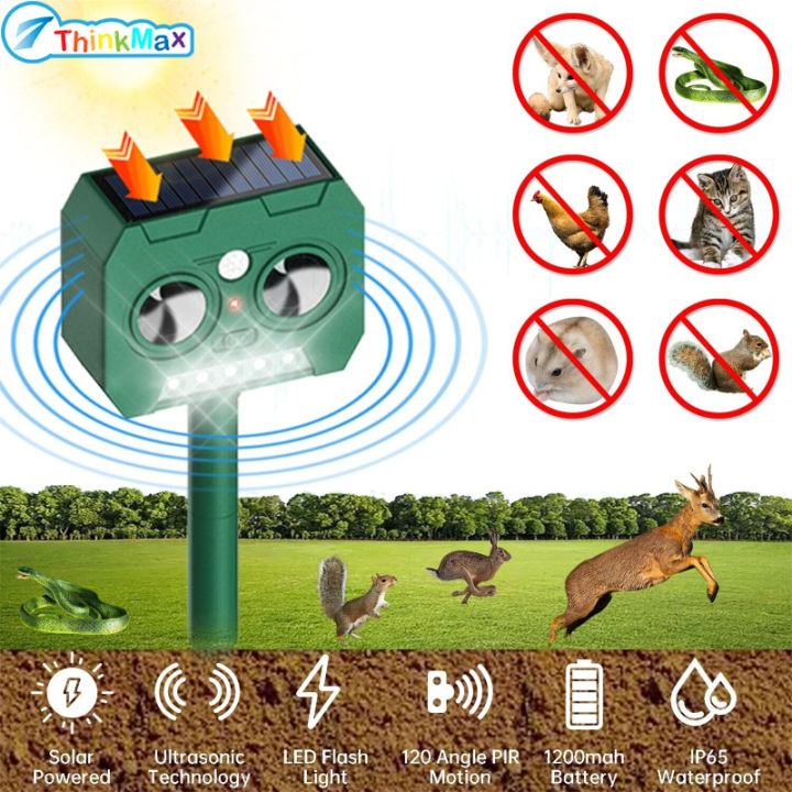 Solar Ultrasonic Animal Driver Pir Motion Sensor Outdoor Garden ...