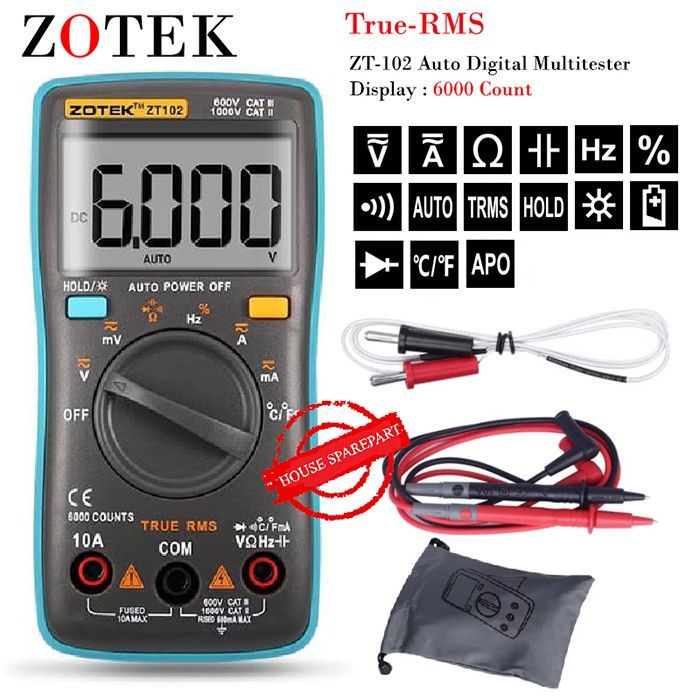 ZOTEK ZT-102 Mini 6000 Counts Auto Range Digital Multimeter | Lazada PH