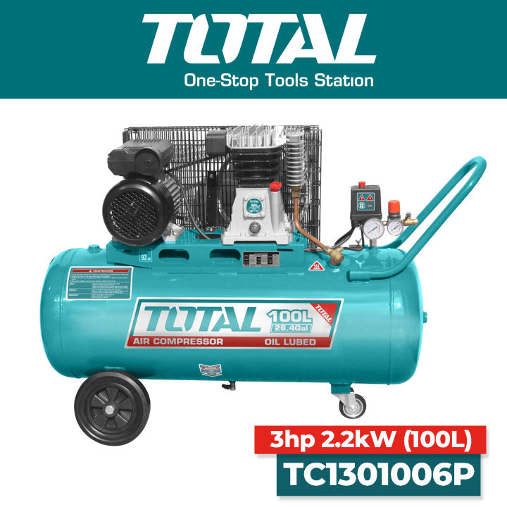 TOTAL Industrial Air Compressor 100L / 3HP (TC1301006P) | Lazada PH