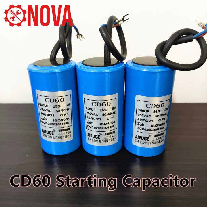 CD60 Motor Starting Capacitor 250VAC Blue 100uf 150uf 200uf 250uf 300uf ...