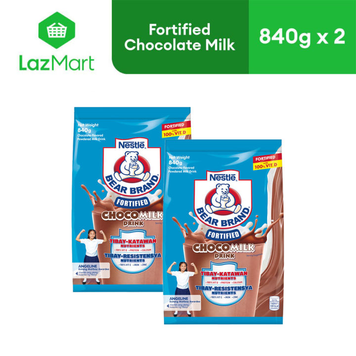 BEAR BRAND Fortified Powdered Milk Drink Choco 840g (Set of 2) | Lazada PH