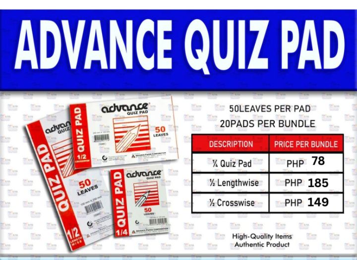 Advance Quiz Pad 20 Pads | Lazada PH