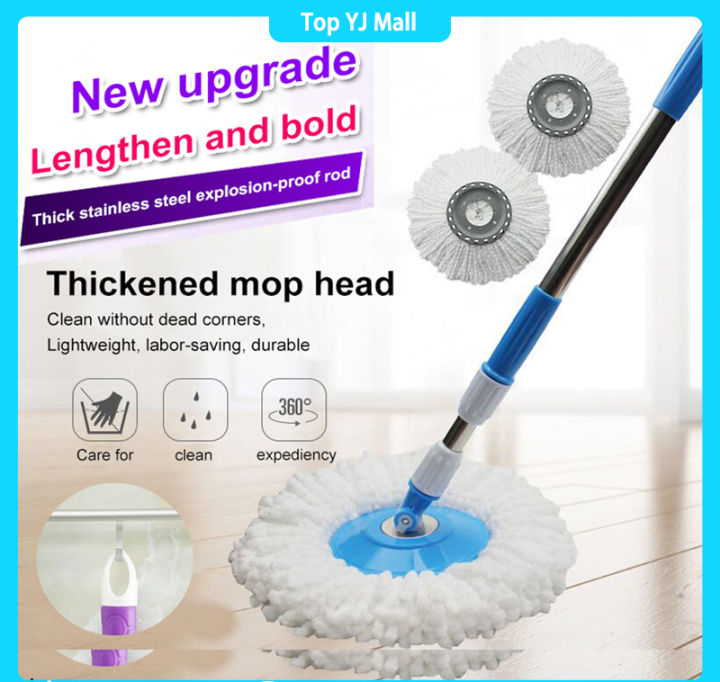 Stainless Steel Spin Mop Pole Handle Replacement for Floor 360 Degrees ...
