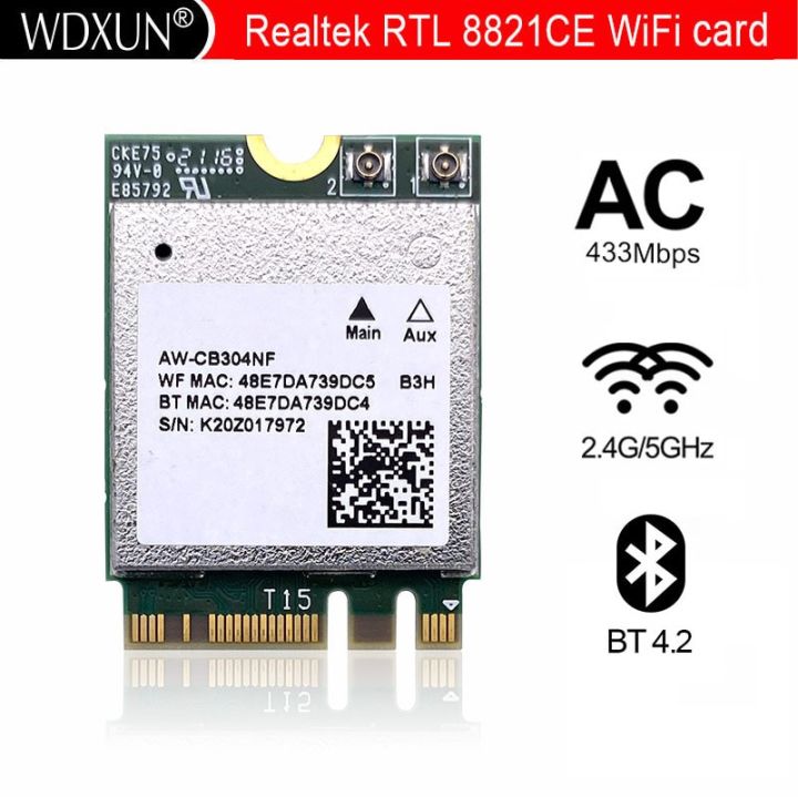 Realtek RTL8821CE AW-CB304NF 802.11AC 1X1 NGFF M.2 Dual Band 2.4G 5G ...