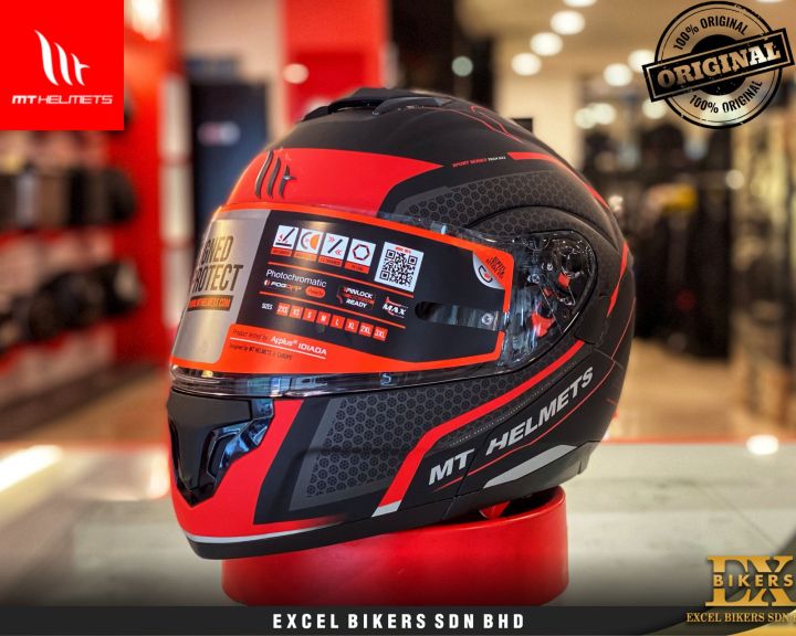 MT HELMET ATOM TECH SX2 MATT BLACK/RED / MT HELMET / MODULAR HELMET ...