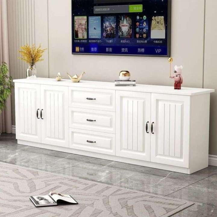TV Cabinet Simple Solid Wood Floor Storage TV Cabinet Console Living ...