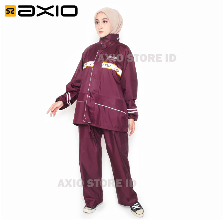 Jas Hujan Cewek Axio Merah Maroon Original | Lazada Indonesia