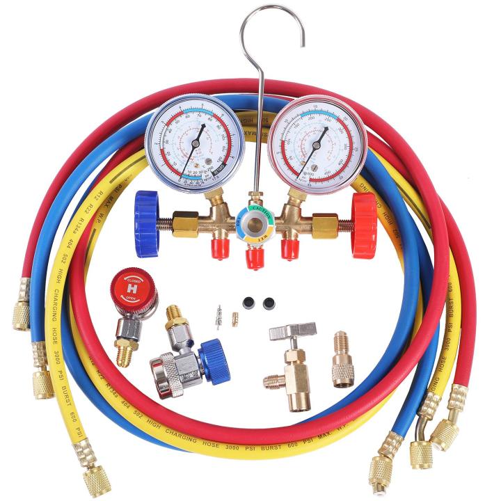 3 Way AC Manifold Gauge Set HVAC Diagnostic Charging Tool for Auto Household R404A R134A ...