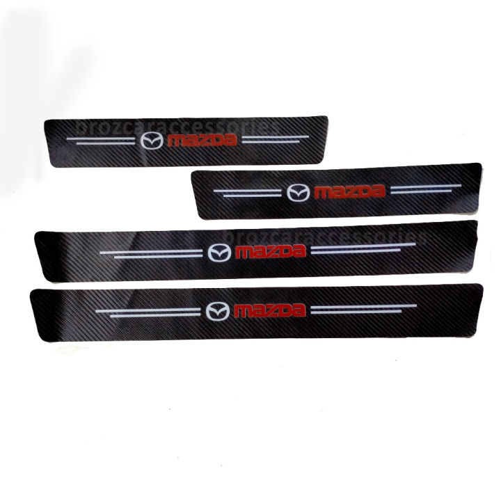 5D THICK LEATHER Carbon Fiber Side Door Step Protector DIY Sticker ...